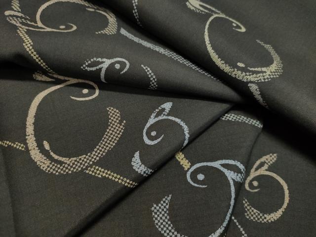 平和屋着物●本場縞大島紬　訪問着　兎　ウサギ　黒地　正絹　逸品　DAAT1282tw