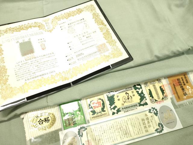 平和屋着物●本場真綿絢結城紬　青磁鼠色　証紙・認定証付き　正絹　逸品　DAAT1284tw