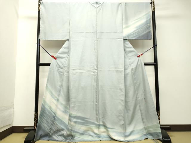 平和屋着物●訪問着　作家物　紬地　流水文　正絹　逸品　未使用　DAAT1303tw