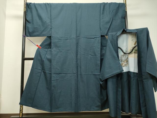 平和屋着物●男性　紬　アンサンブル　120亀甲　総詰め　キングサイズ　正絹　逸品　DAAT1355tw