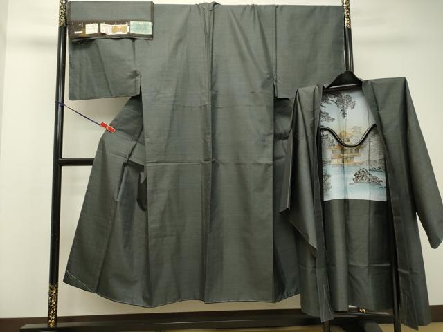 平和屋着物●男性　本場大島紬　アンサンブル　長羽織　川畑春廣作　100亀甲　総詰め　証紙付き　正絹　逸品　DAAT1427tw