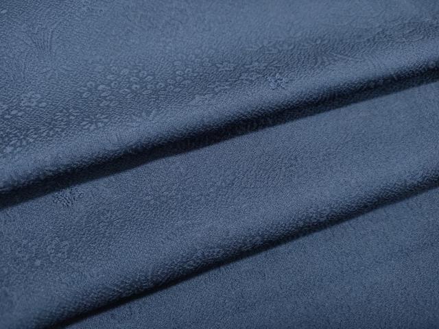 平和屋着物●上質な色無地　草花地紋　ネイビーブルー色　正絹　逸品　未使用　DAAT1435tw