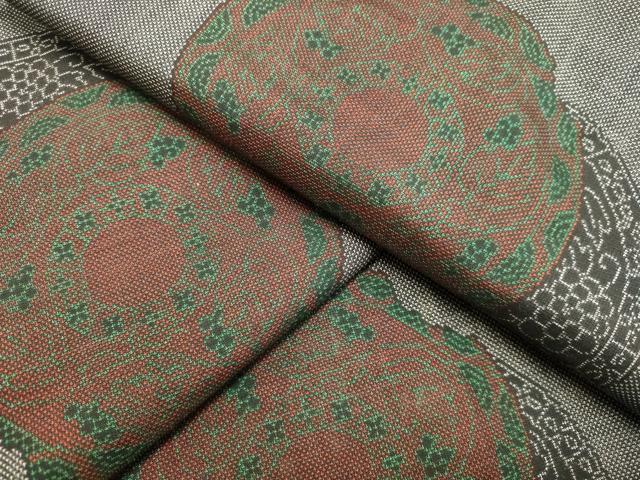 平和屋着物●本場大島紬　9マルキ　花絵皿文　正絹　逸品　未使用　DAAT1474tw