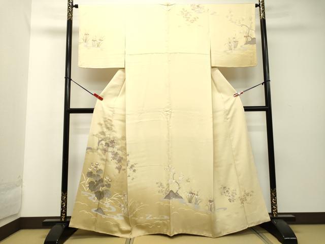 平和屋着物●訪問着　刺繍　流水葡萄蔦の葉文　暈し染め　金彩　正絹　逸品　DAAT1481tw