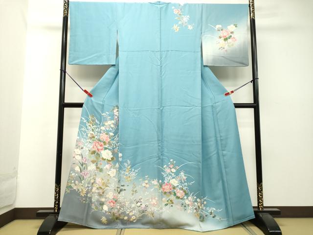 平和屋着物●訪問着　友禅　草花文　暈し染め　正絹　逸品　DAAT1500tw