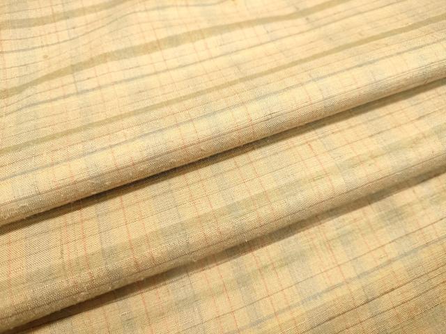 平和屋着物●上質な紬　格子　正絹　逸品　DAAT1502tw