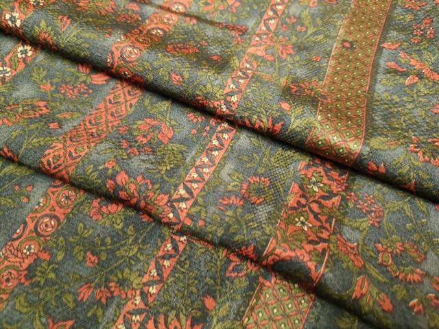 平和屋着物▽上質な小紋　単衣　更紗花間道　正絹　逸品　DAAT4429du