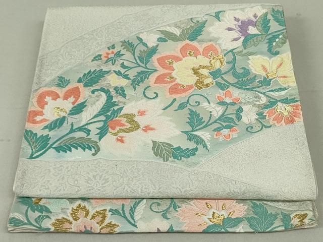 平和屋着物●六通柄袋帯　唐織　更紗花唐草文　金糸　正絹　逸品　DAAT7531ob