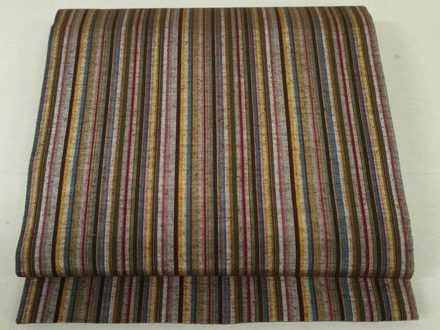 平和屋着物●両面　全通柄袋帯　紬地　間道　正絹　逸品　未使用　DAAT7675ob