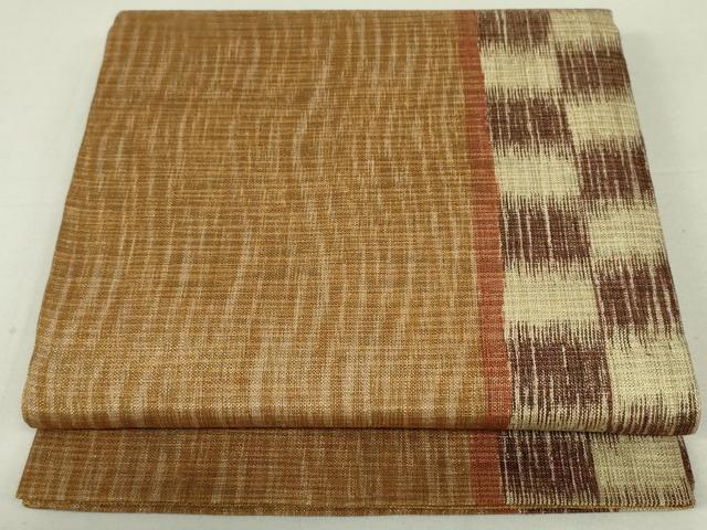 平和屋着物●全通柄袋帯　市松間道　金糸　正絹　逸品　DAAT7690ob