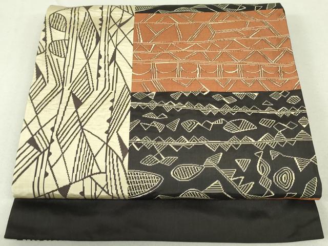 平和屋着物●名門木屋太　今河織物　六通柄袋帯　抽象文様　正絹　逸品　DAAT7696ob