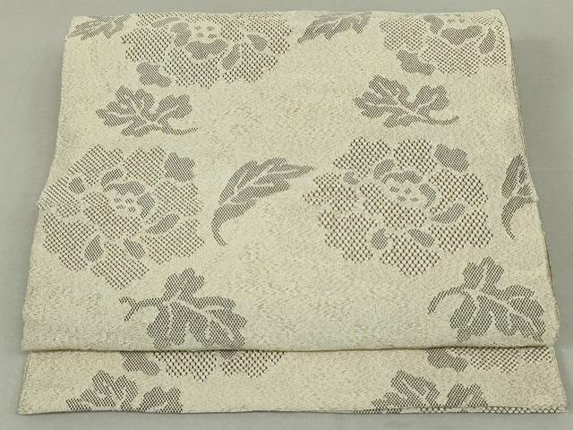 平和屋着物●爪掻き本綴れ　八寸名古屋帯　草花文　金糸　正絹　逸品　DAAT7703ob