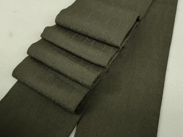 平和屋着物●男性　角帯　よろけ縞唐草文　涅色　正絹　逸品　DAAT7714ob