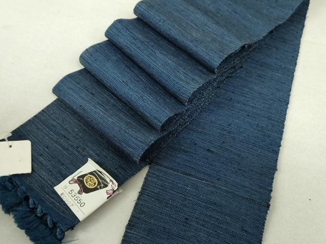 平和屋着物●男性　角帯　紬地　紺青色　正絹　逸品　DAAT7719ob