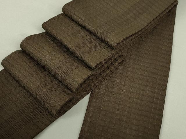 平和屋着物●男性　角帯　吉野間道　樺茶色　正絹　逸品　DAAT7723ob