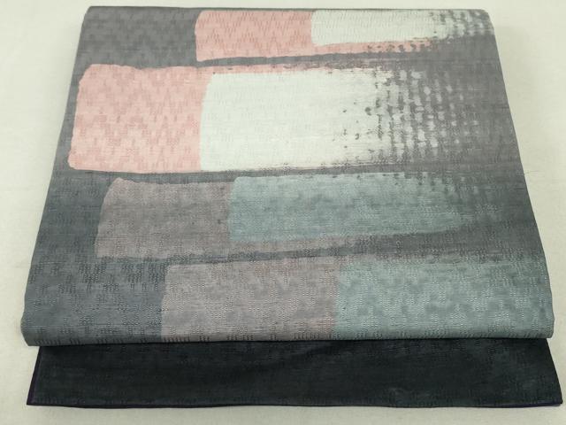 平和屋着物●全通柄袋帯　紬地　花織　霞文　鈴乃屋扱い　正絹　逸品　DAAT7728ob 平和屋着物○全通柄袋帯 紬地 花織 霞文 鈴乃屋扱い 正絹