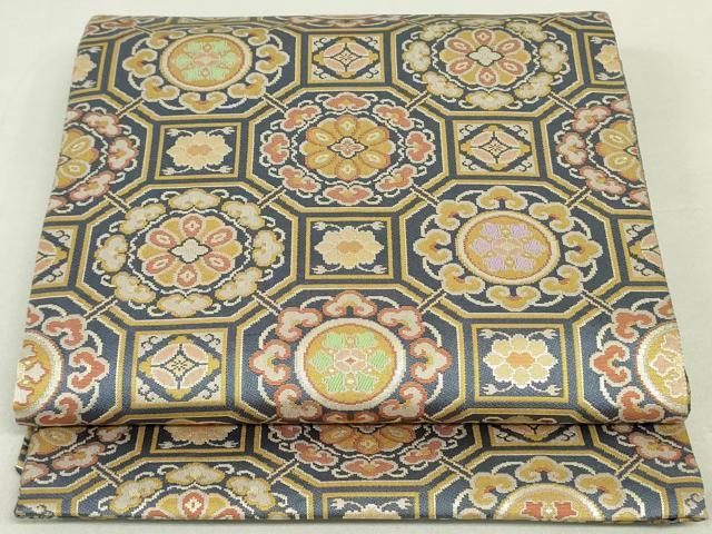 平和屋着物●両面　全通柄袋帯　正倉院花文　金糸　やまと誂製　正絹　逸品　未使用　DAAT7737ob