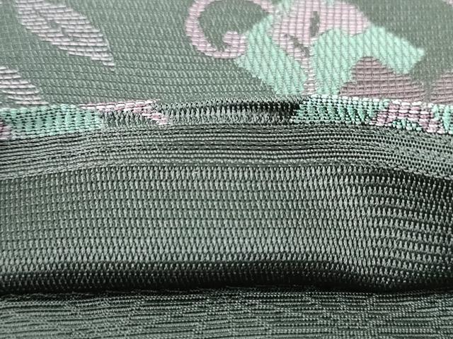 平和屋着物○西陣 川島織物 六通柄袋帯 草花菱間道 黒地