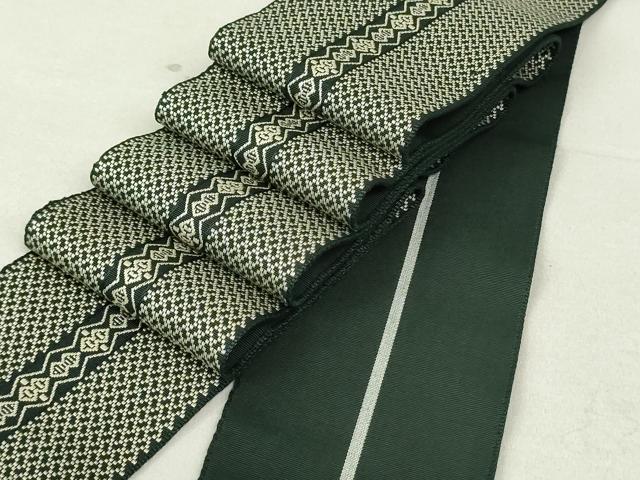 平和屋着物●本場筑前博多織　男性　両面　角帯　献上　間道　仙斎茶色　正絹　逸品　DAAT7777ob