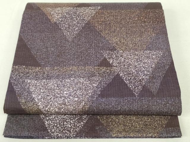平和屋着物●六通柄袋帯　紬地　鱗文　滅紫色　正絹　逸品　DAAT7781ob