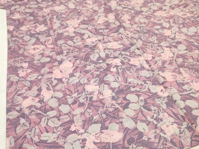 平和屋着物▽小紋　単衣　紬地　草花文　正絹　逸品　DAAT7818ob