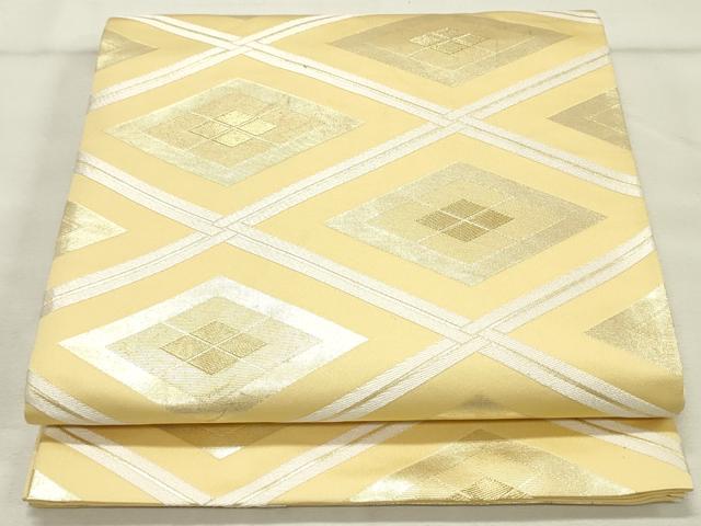 平和屋着物●西陣　白綾苑大庭 　六通柄袋帯　菱文　金銀糸　正絹　逸品　DAAT7858ob