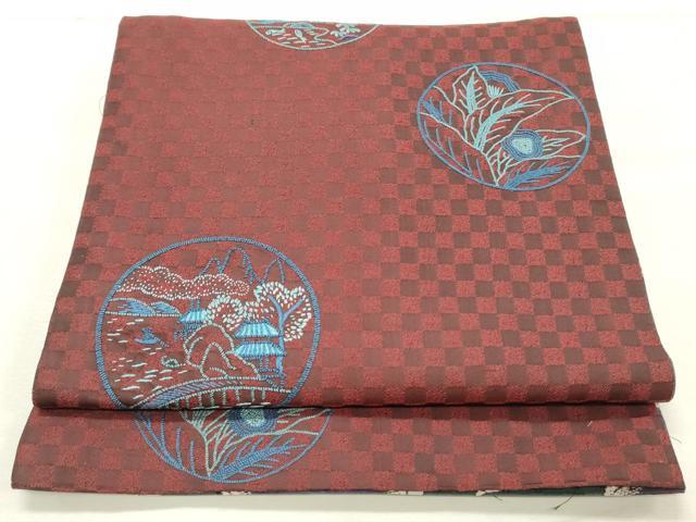 平和屋着物●両面　六通柄京袋帯　枝葉文　DAAT7863ob 平和屋着物○両面 六通柄京袋帯 枝葉文 DAAT7863ob