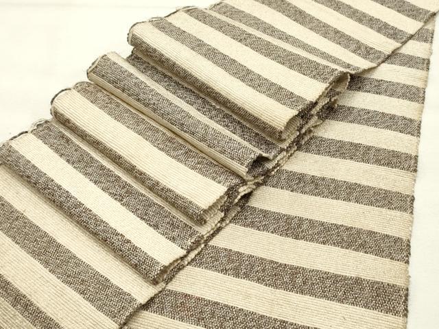 平和屋着物●半幅帯　紬地　間道　正絹　逸品　DAAT7881ob