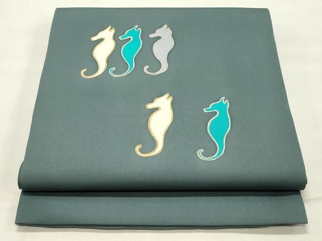 平和屋着物○塩瀬 九寸名古屋帯 七宝更紗花唐草横段文