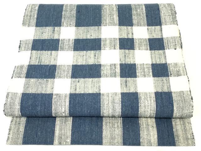 平和屋着物●八寸名古屋帯　紬地　格子　正絹　逸品　DAAT7935ob