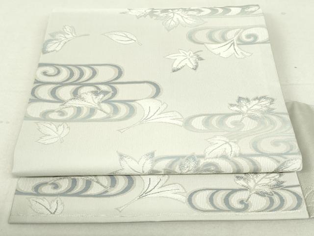 平和屋着物●九寸名古屋帯　御所綴れ　悦惺　エ霞舞葉文　銀糸　正絹　逸品　DAAT7988ob