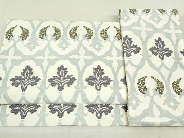 平和屋着物▽スリーシーズン　春夏秋　つけ帯　立涌枝葉文　正絹　逸品　DAAT7990ob