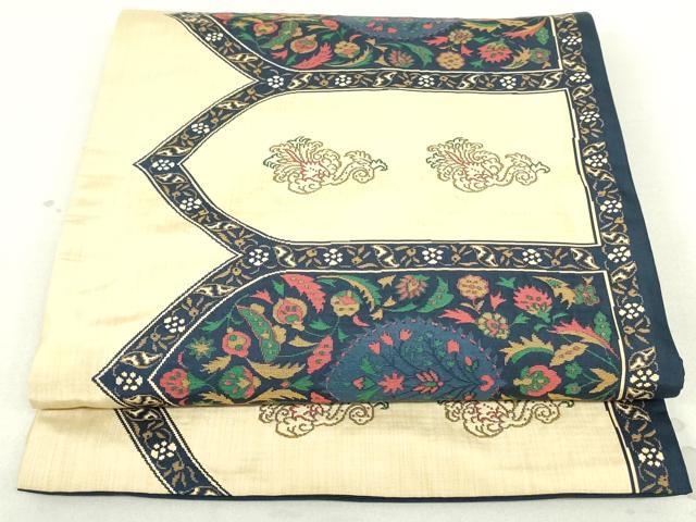 平和屋着物●名門木屋太　今河織物　六通柄袋帯　更紗花唐草間道　正絹　逸品　DAAT7992ob