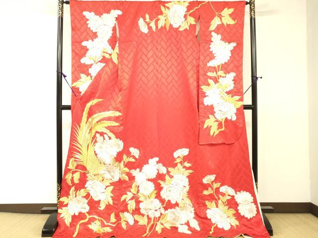 平和屋着物●お引きずり・お引き摺り・引き振袖　和装　結婚式　舞妓　芸妓　芸者　衣装　総刺繍　尾長鳥花文　金銀糸　逸品　DAAT8670zy