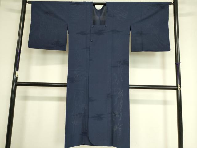 平和屋着物▽道行コート　スリーシーズン　春夏秋　塵除け　霞紋紗　濃藍色　ロング丈　正絹　逸品　DAAT9023az