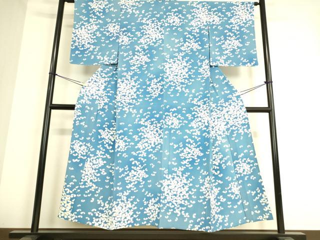 平和屋着物▽上質な小紋　単衣　舞花文　正絹　逸品　DAAT9107az