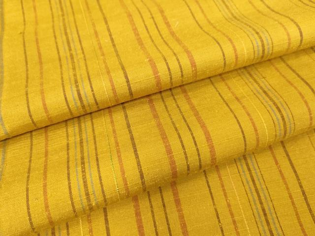 平和屋着物▽上質な紬　単衣　縞　正絹　逸品　DAAT9117az