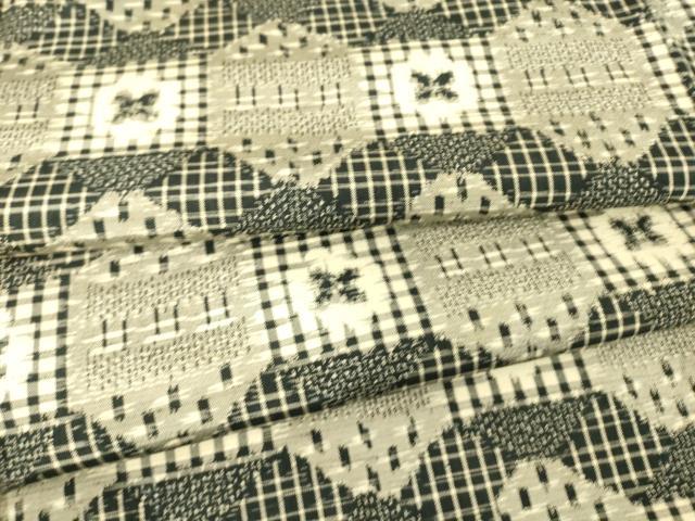 平和屋着物▽上質な紬　単衣　亀甲繋ぎ　正絹　逸品　DAAT9119az