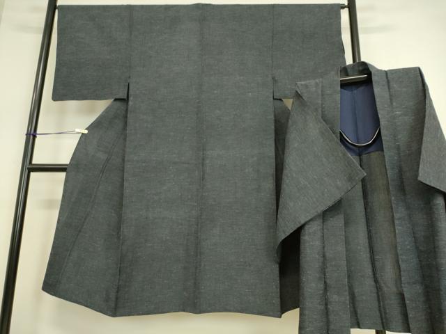 平和屋着物▽男性　紬　単衣　アンサンブル　霞文　正絹　逸品　DAAT9148az