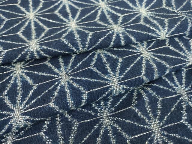 平和屋着物●弓浜絣　紬　単衣　麻の葉文　綿　逸品　DAAT9161az