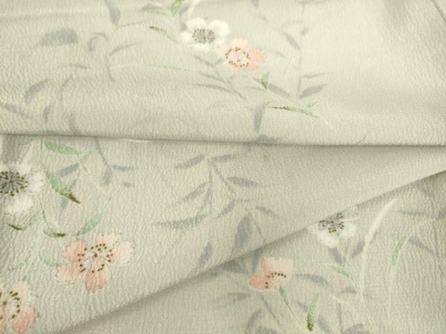 平和屋着物▽小紋　単衣　草花文　洗える着物　DAAT9168az