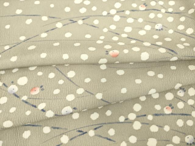 平和屋着物▽小紋　単衣　芝に舞花　洗える着物　DAAT9186az