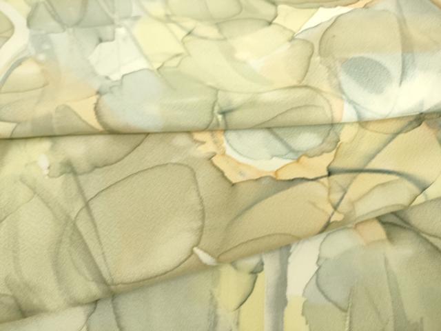 平和屋着物▽上質な小紋　単衣　草葉文　暈し染め　正絹　逸品　未使用　DAAT9203az