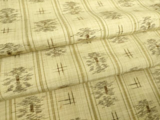 平和屋着物▽上質な紬　単衣　絣花間道　正絹　逸品　DAAT9205az