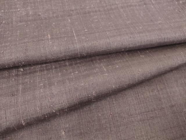 平和屋着物▽上質な紬　単衣　葡萄鼠色　正絹　逸品　DAAT9240az