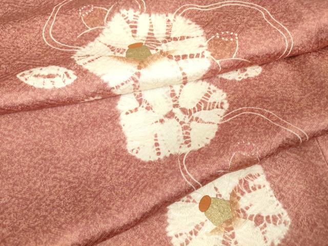 平和屋着物▽訪問着　単衣　絞り　椿　金彩　正絹　逸品　DAAT9347az