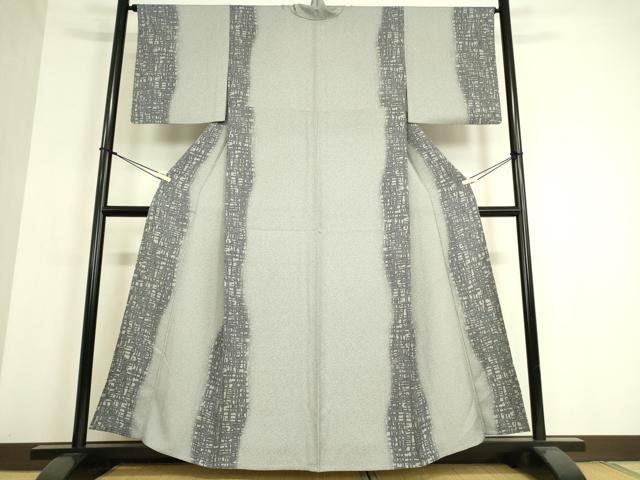 平和屋着物▽上質な小紋　単衣　幾何学間道　正絹　逸品　DAAT9350az