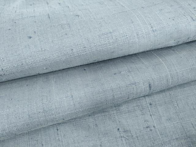 平和屋着物▽生紬　単衣　青藤色　正絹　逸品　DAAT9355az