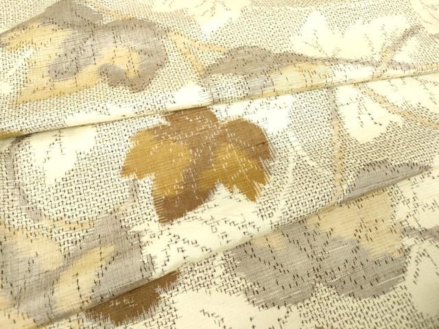 平和屋着物▽上質な紬　単衣　蔦の葉文　正絹　逸品　DAAT9362az