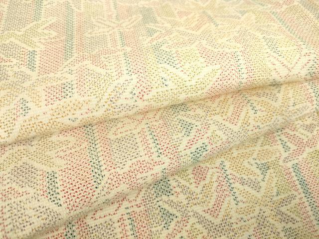 平和屋着物▽上質な紬　単衣　笹竹文　正絹　逸品　DAAT9365az